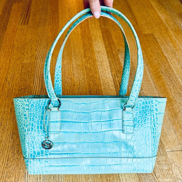 Monsac | Bags | Monsac Large Crocodileembossed Womens Blue Green ...